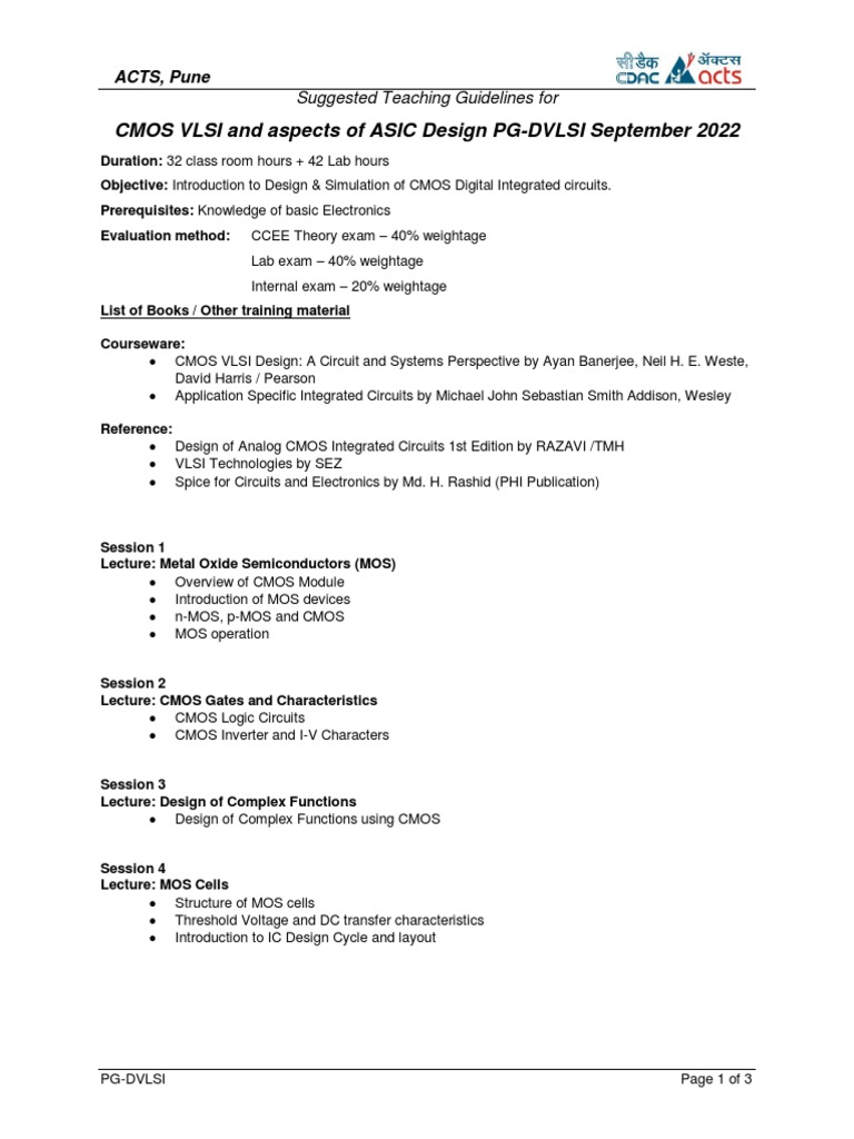 CMOS VLSI and Aspect of ASIC Design | PDF | Cmos | Electronic Circuits