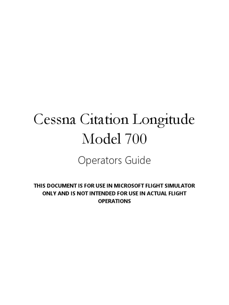 MSFS Cessna Model 700 Operator's Guide | PDF | Aircraft Flight Control ...
