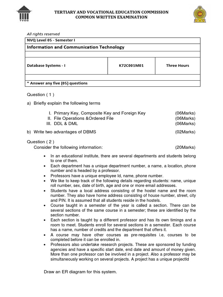 Database Design for an Educational Institution Management System | PDF | Databases | Table ...