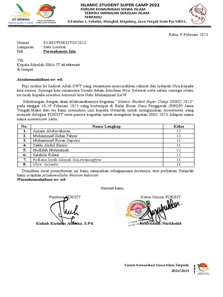Permohonan Izin ISSC 2023 | PDF