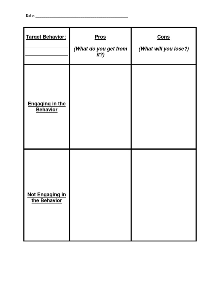 Pros and Cons Decision Worksheet | PDF