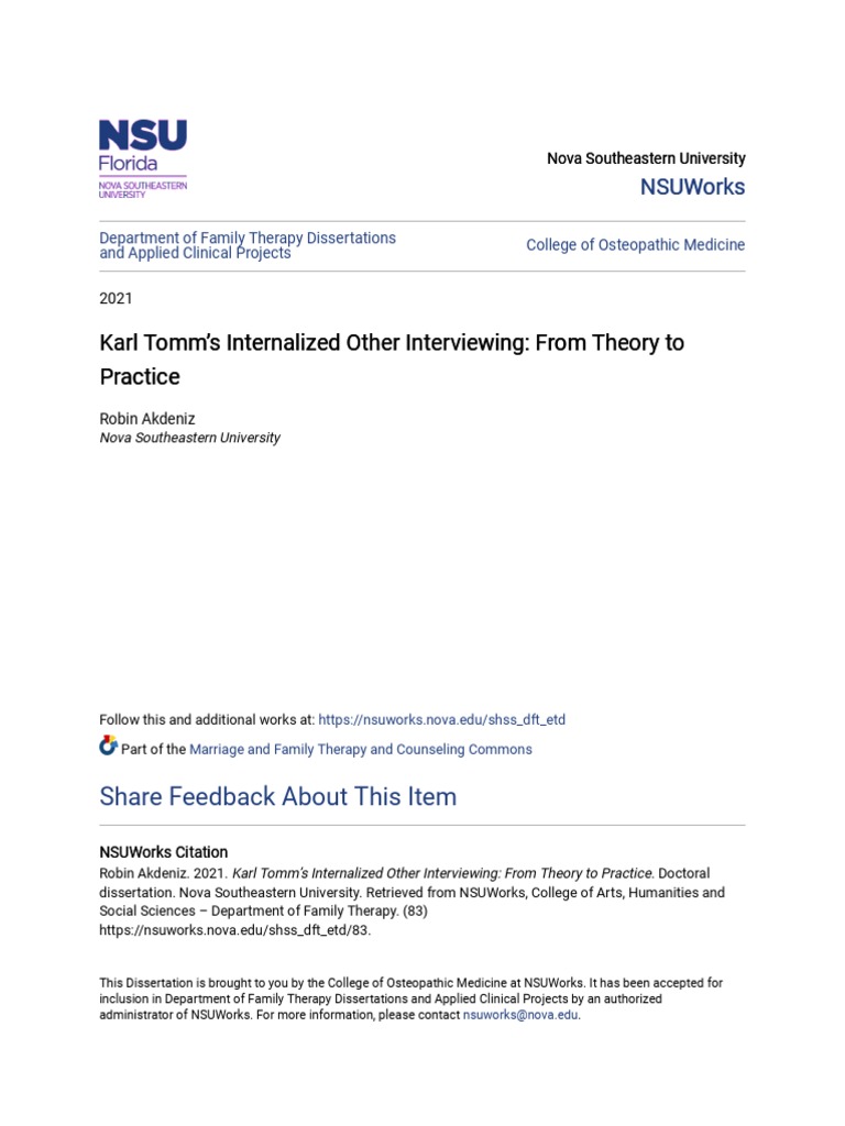 Karl Tomm - S Internalized Other Interviewing - From Theory To Pract | Download Free PDF ...