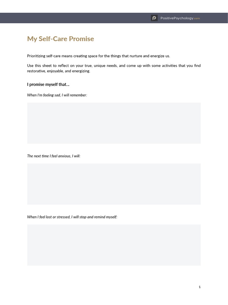 My Self Care Promise | PDF