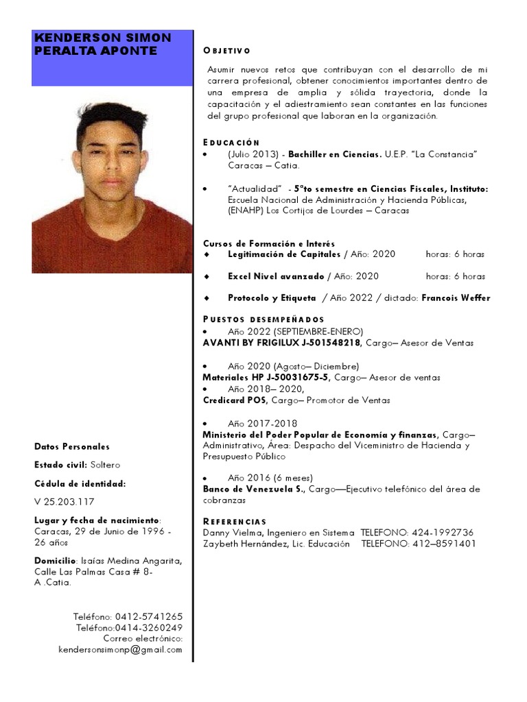 Curriculum Kenderson Simon Peralta | PDF