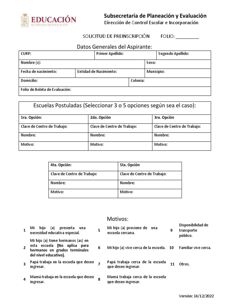 Solicitud de Preinscripción 2023-2024 | PDF | Educación especial ...