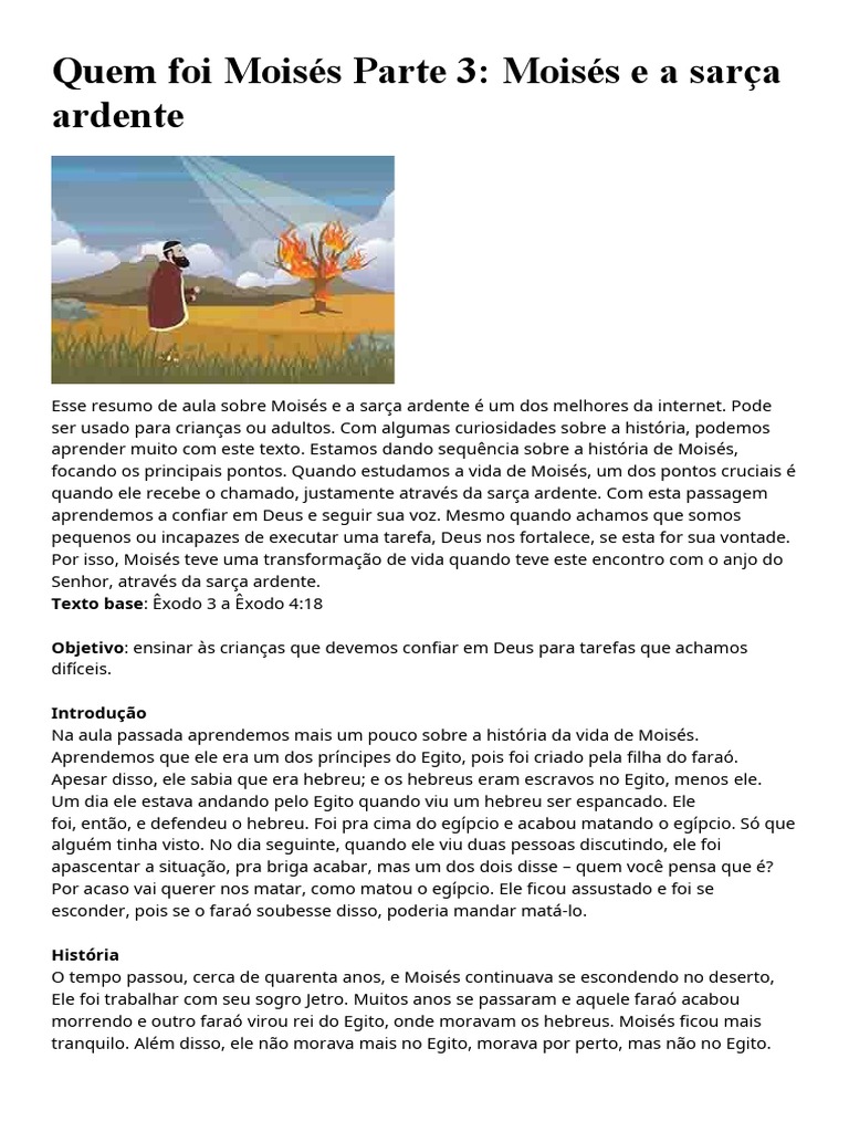 Quem Foi Moisés Parte 3 | PDF | Moisés | Egito