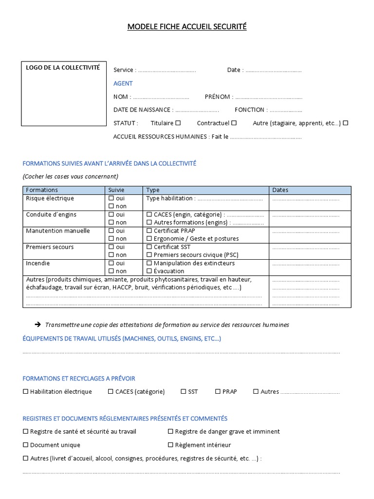 Fiche Accueil Securite | PDF | Prophylaxie | Sécurité