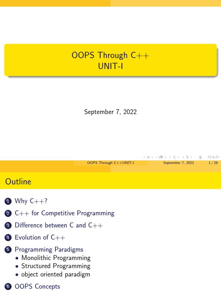 Unit 1 Part 1 Pdf C Object Oriented Programming