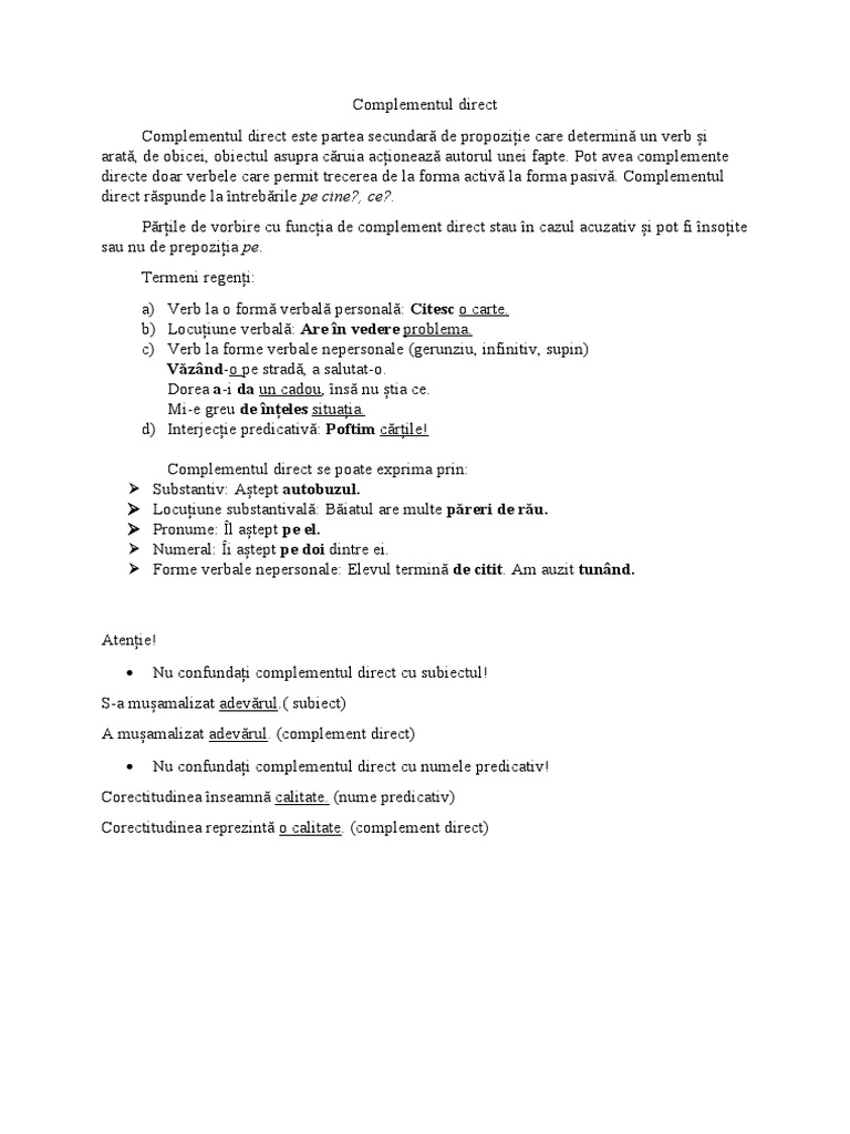 Complementul Direct | PDF