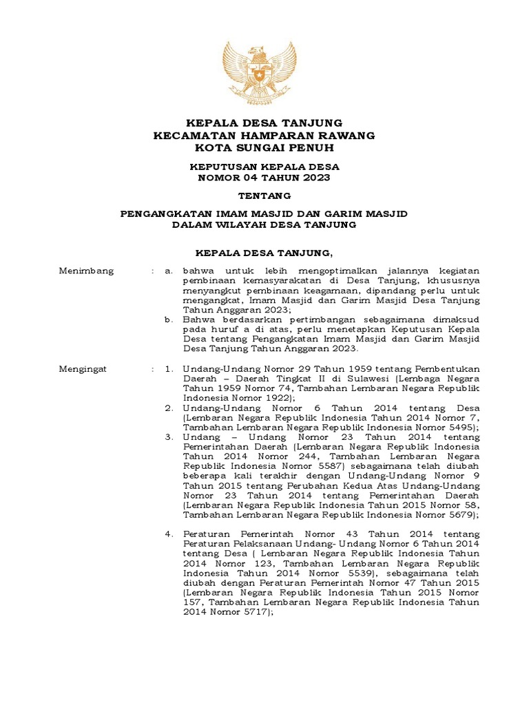 SK Imam Dan Garim Masjid | PDF