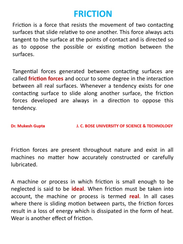 Unit - II Friction Part A | PDF | Friction | Force