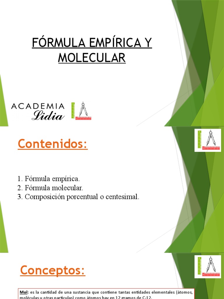 Fórmula Empírica y Molecular | PDF | Mole (Unidad) | Moléculas