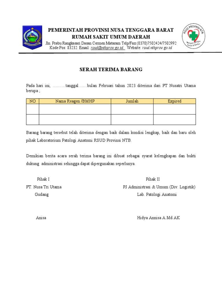 Serah Terima Barang | PDF | Komputer