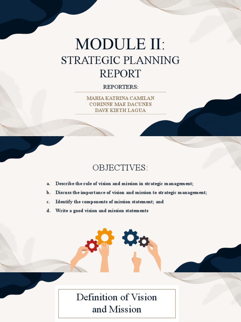 Vision and Mission in Strategic Planning | PDF | Goal | Strategic Planning