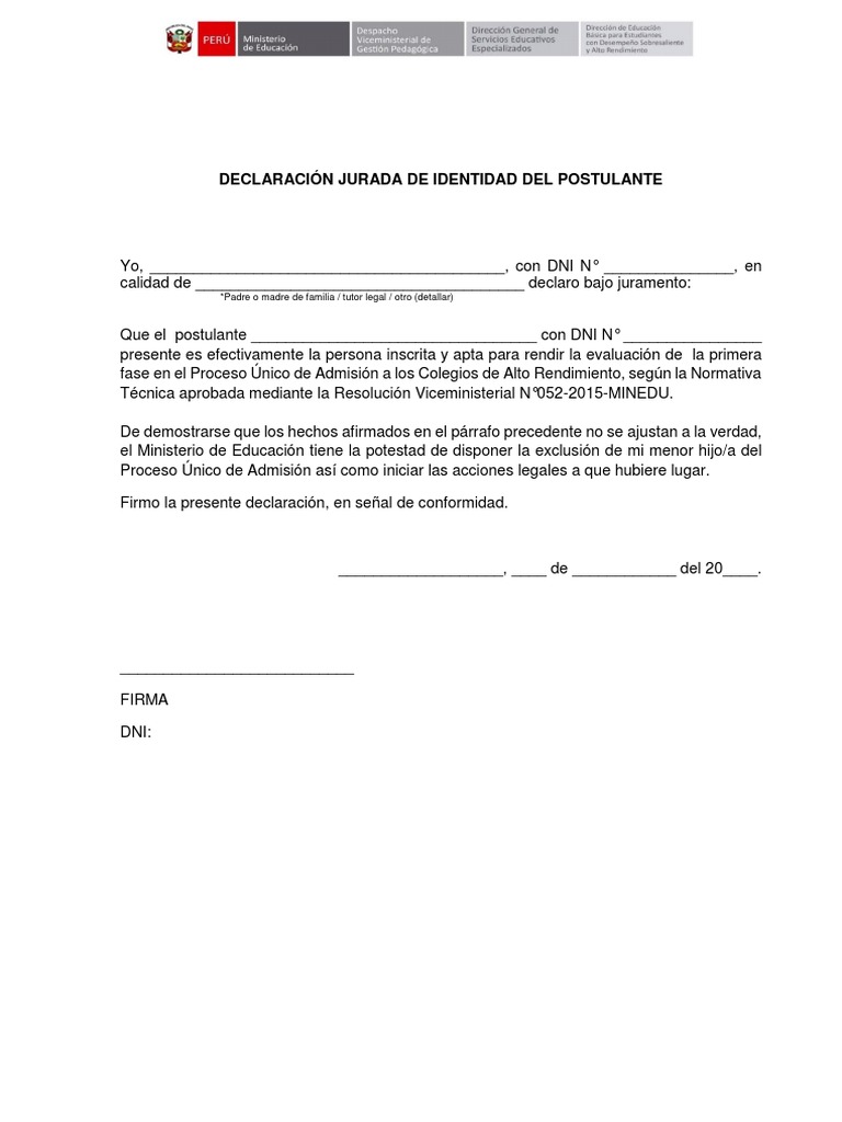 04 Declaración Jurada de Identidad | PDF