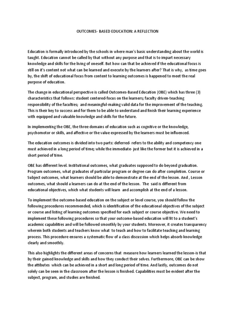 Reflection Outcomes Based Education Group 1 | PDF | Learning ...