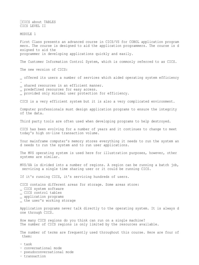 Cics About Tables | PDF