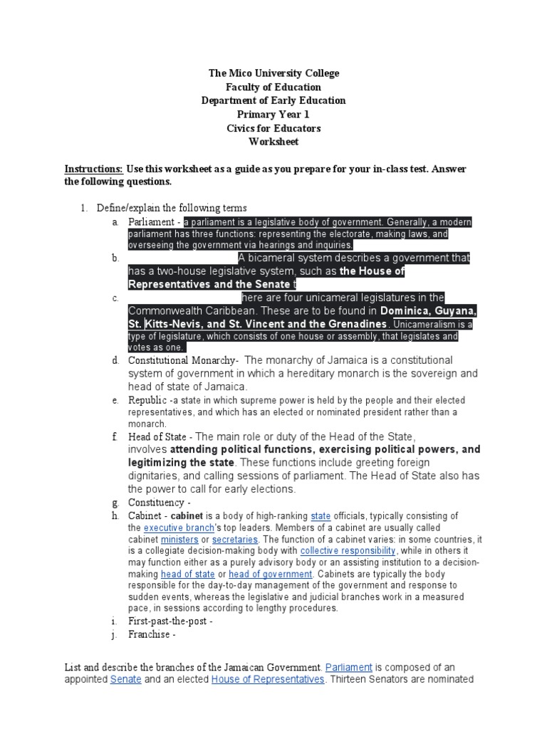 Civics For Educators Worksheet | PDF | Justice | Crime & Violence