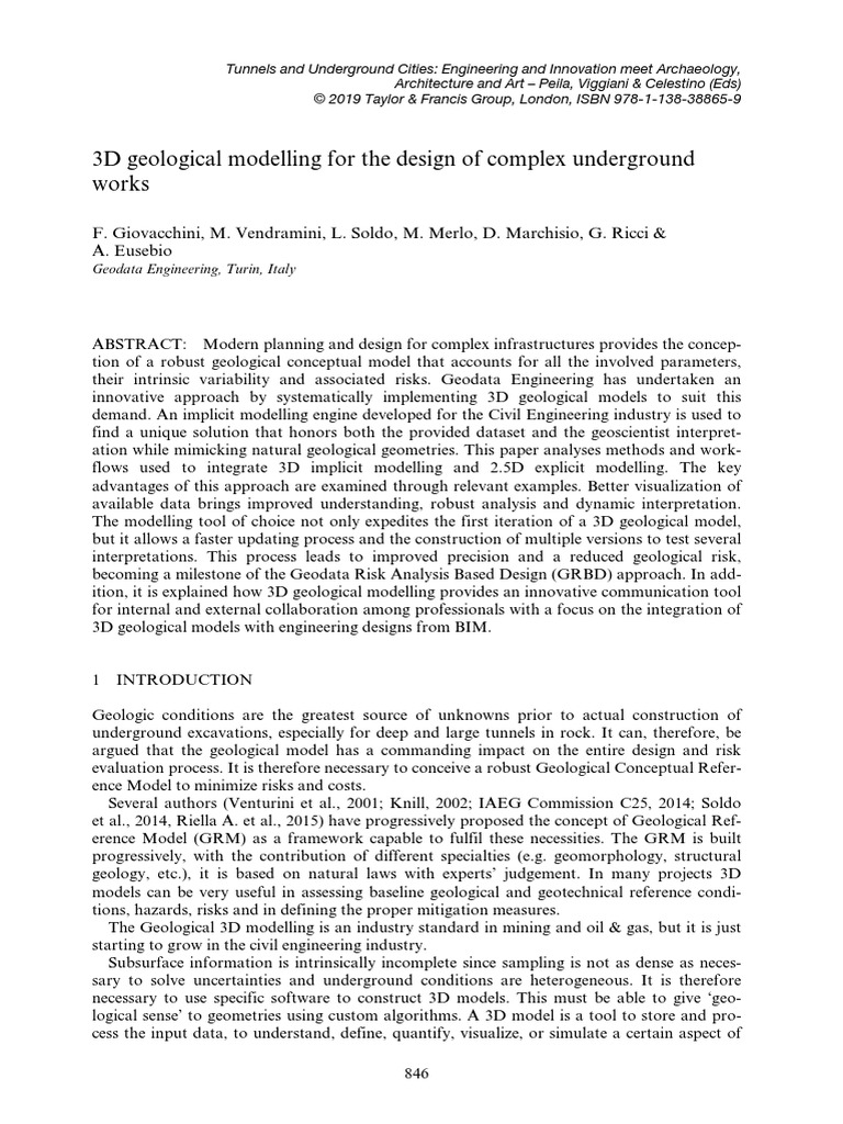 3D Geological Modelling For The Design of Complex Underground Works | PDF | Geology | Fault ...