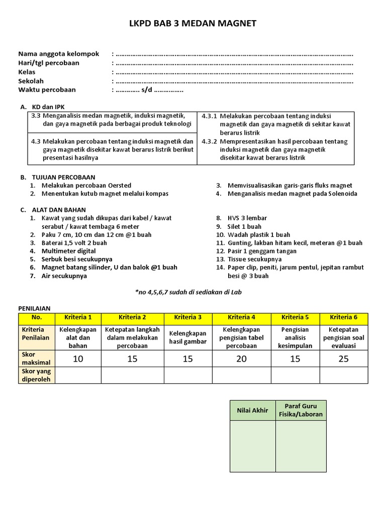 LKPD Bab 3 Medan Magnet | PDF
