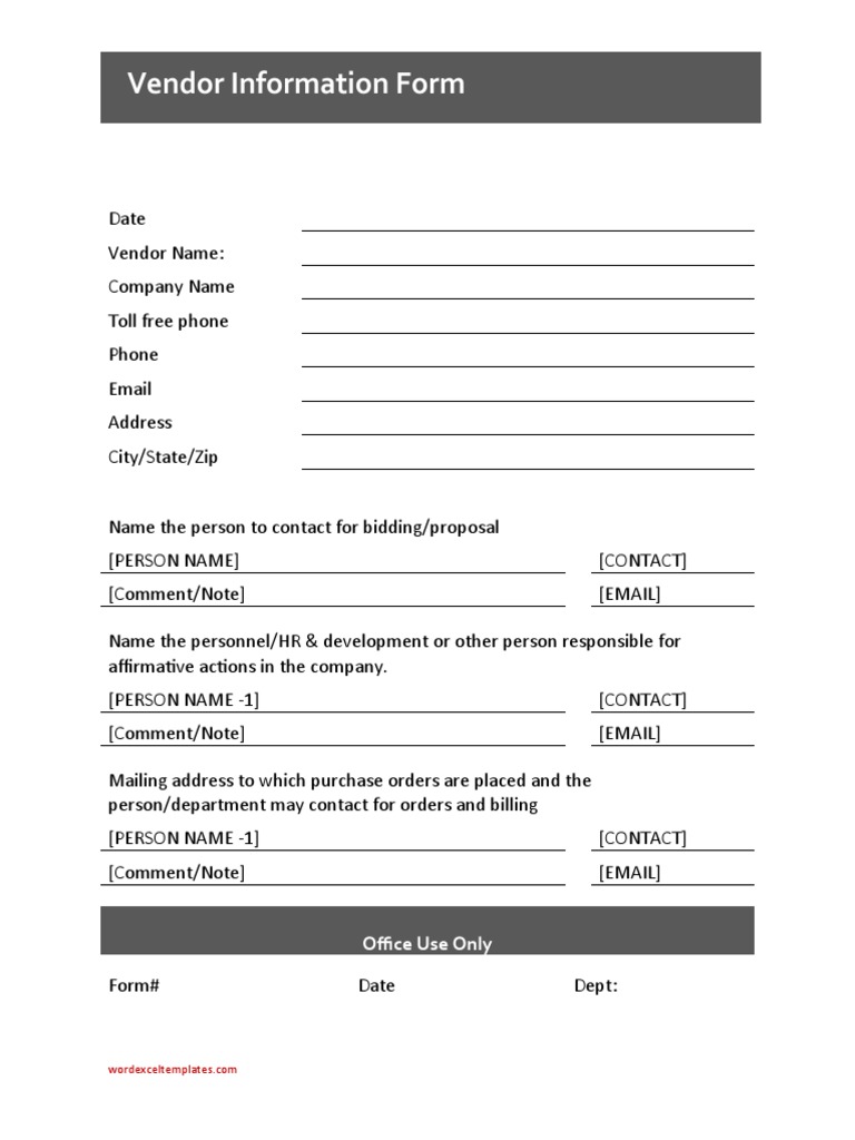 Vendor Information Form Template | PDF | Business