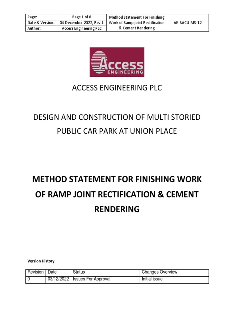 Method Statement For Finishing Work of Ramp Joint Rectification ...
