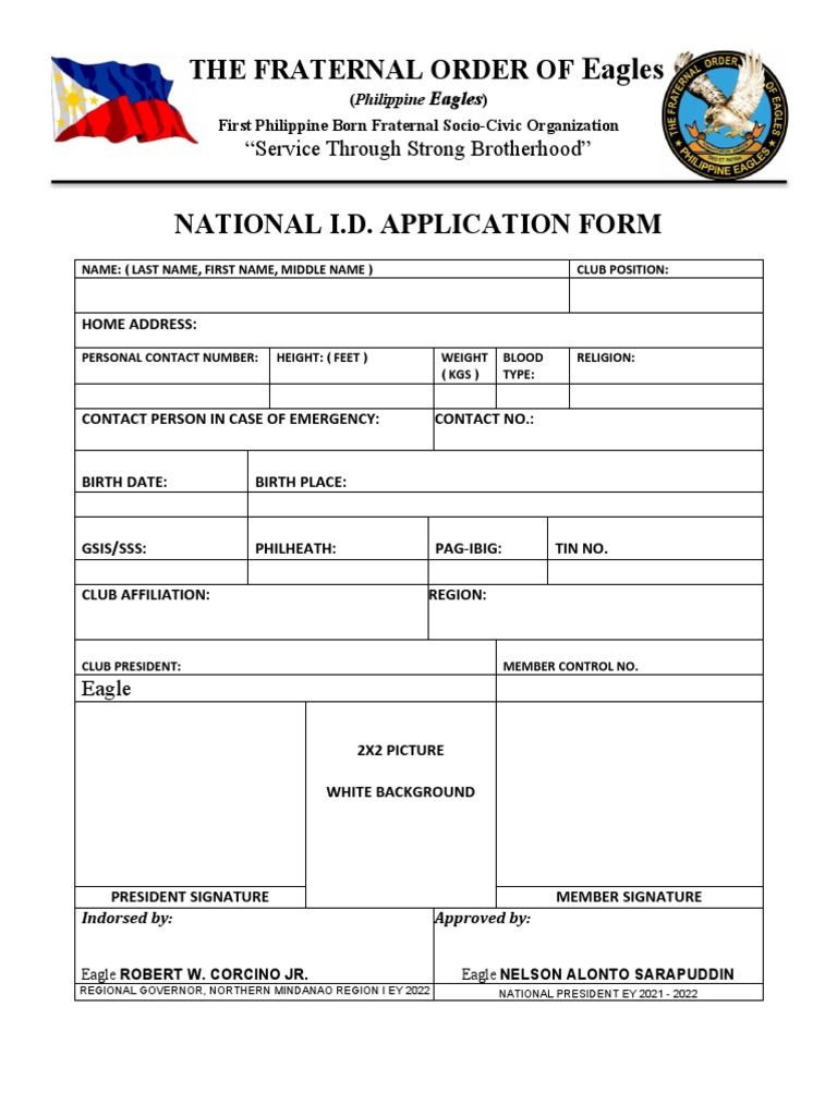 Philippine Eagles National ID Application | PDF