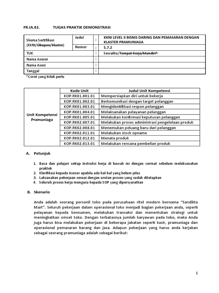 FR - Ia.02.tugas Praktik Demonstrasi (Fix) | PDF | Bisnis | Teknologi & Rekayasa