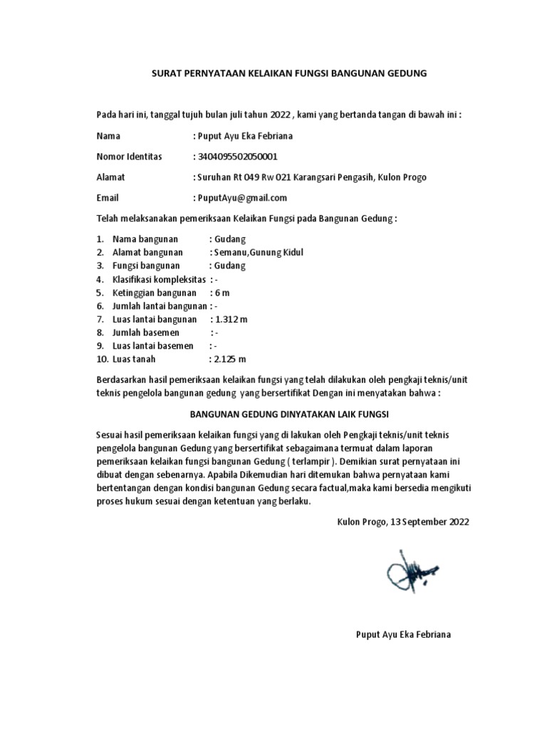 Surat Kelayakan Bangunan | PDF