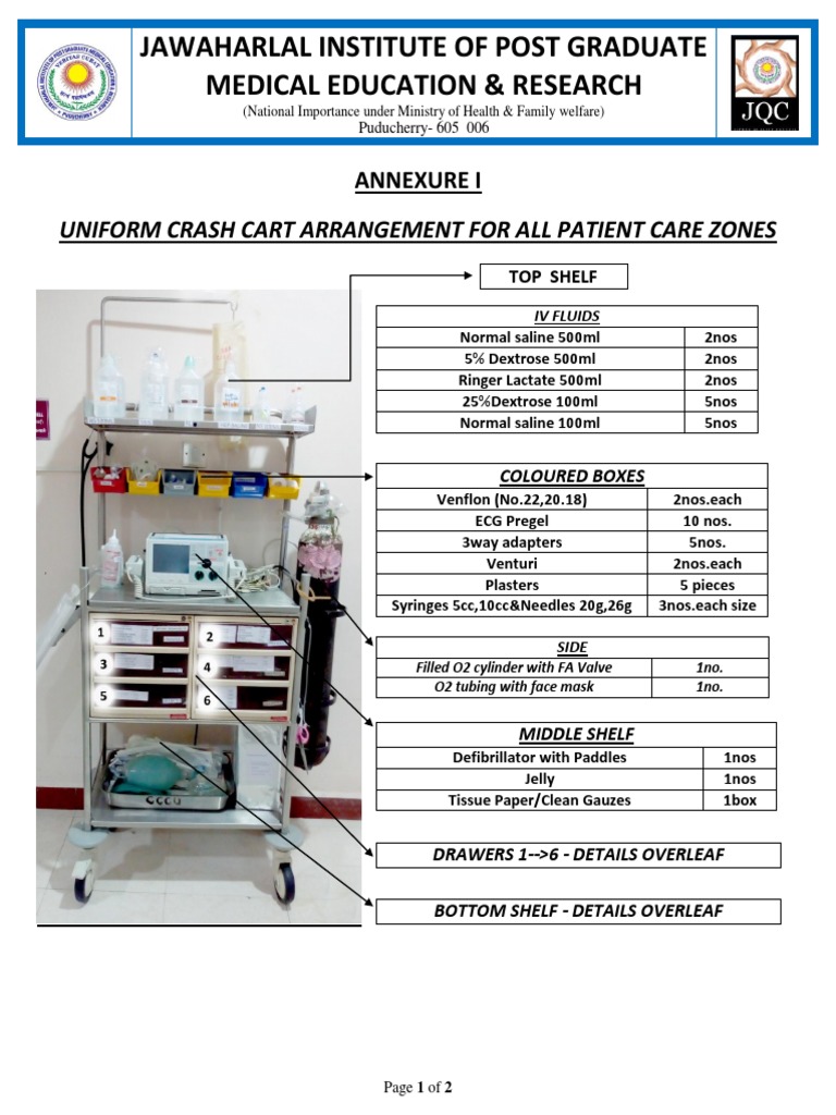 Annexure I Crash Cart Arrangement | PDF | Clinical Medicine | Medical ...