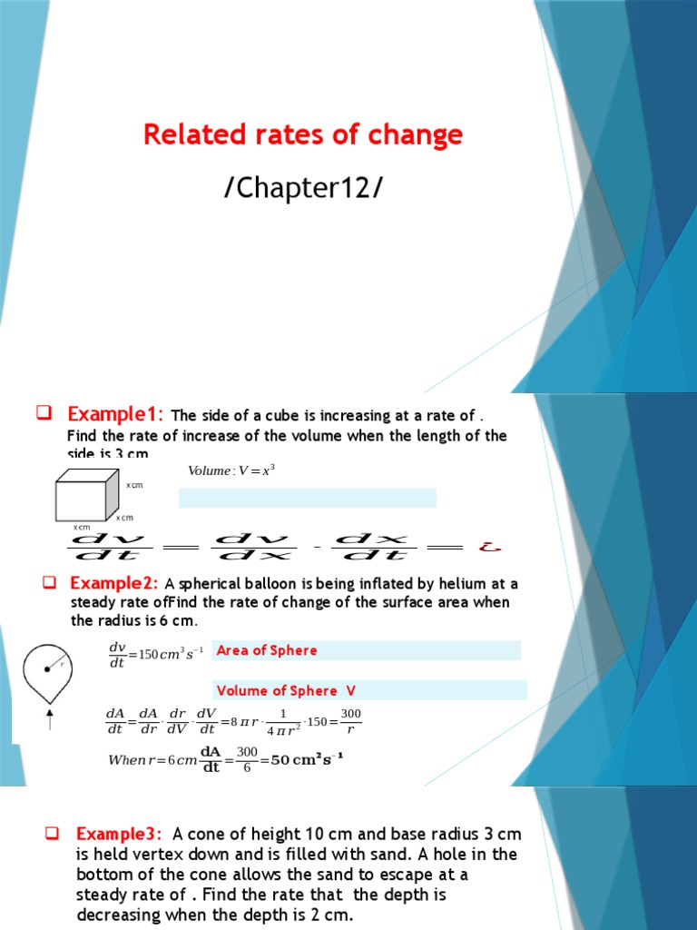 Chapter 8.4 Related Rates of Change | PDF | Sphere | Elementary Geometry