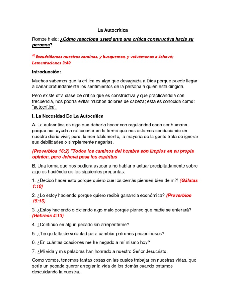 Importancia de la Autocrítica Constructiva | PDF | Pecado | Dios