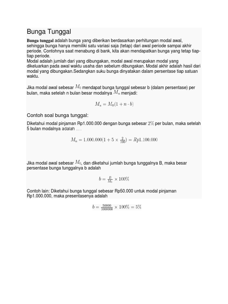 Perbedaan Bunga Tunggal dan Majemuk | PDF