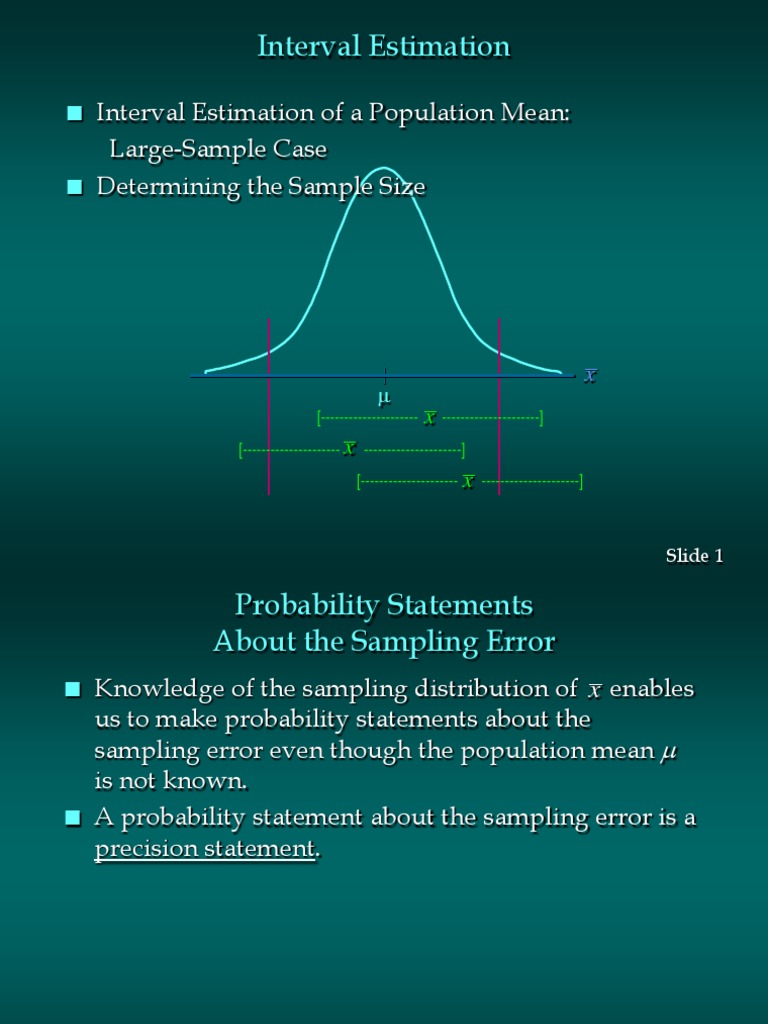 Interval Estimation: Interval Estimation of A Population Mean: Large-Sample Case Determining The ...