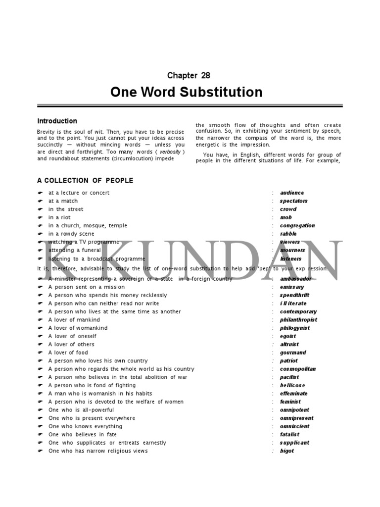 One Word Substitution - 832045143 | PDF | Polygamy