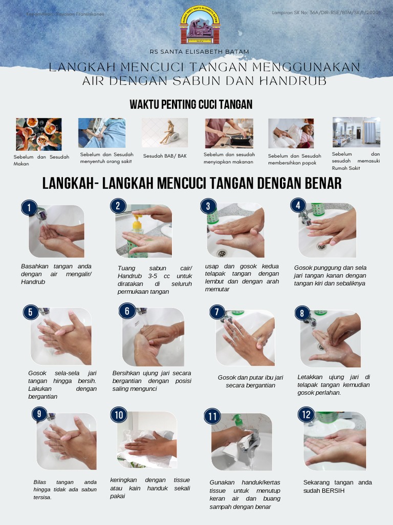 Langkah Mencuci Tangan Menggunakan Air Dengan Sabun Dan Handrub | PDF