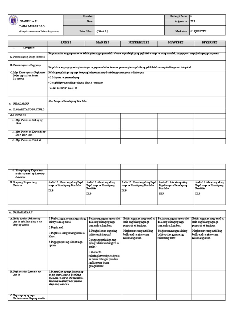 DLL - Esp 6 Q3 W 1 | PDF