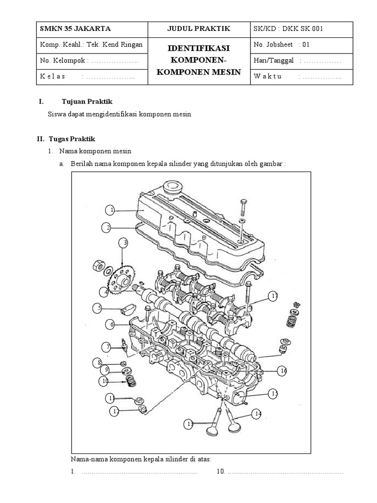 JOBSHEET Komponen Utama Engine | PDF