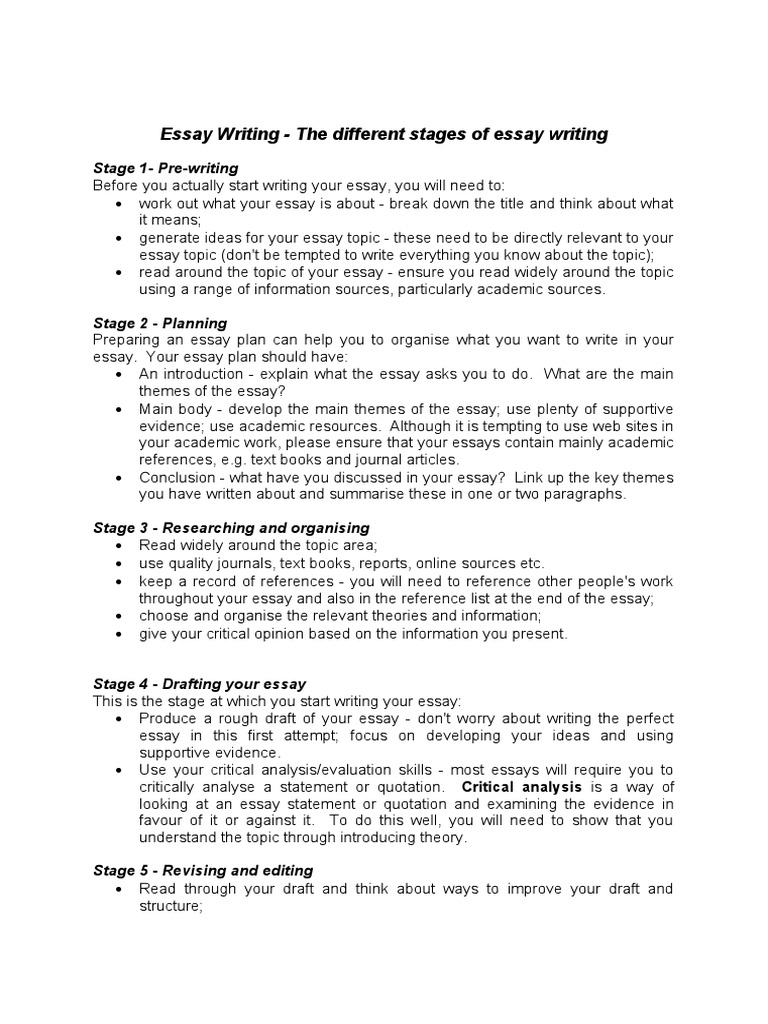 Essay Writing - Different Stages of Essay Writing | PDF | Essays ...