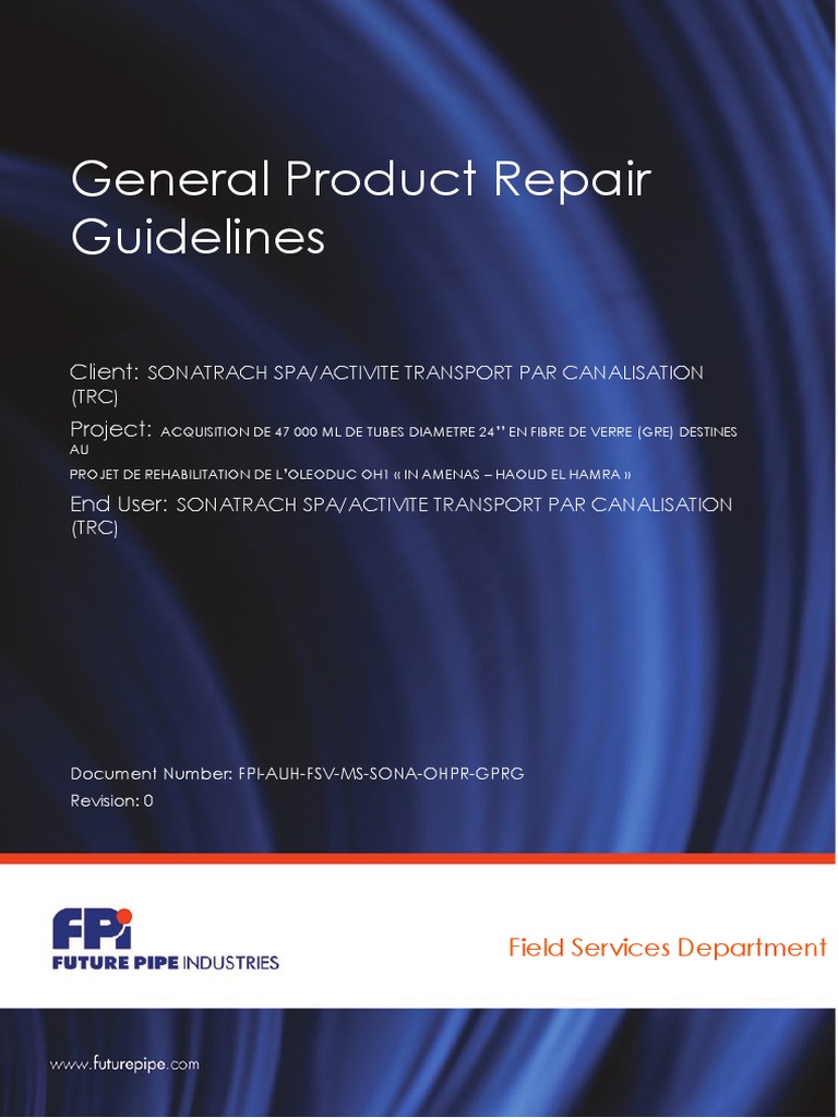 GRE Pipe Repair Guidelines | PDF | Personal Protective Equipment ...