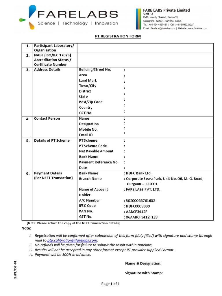 PT Registration Form | PDF | Service Industries | Payments