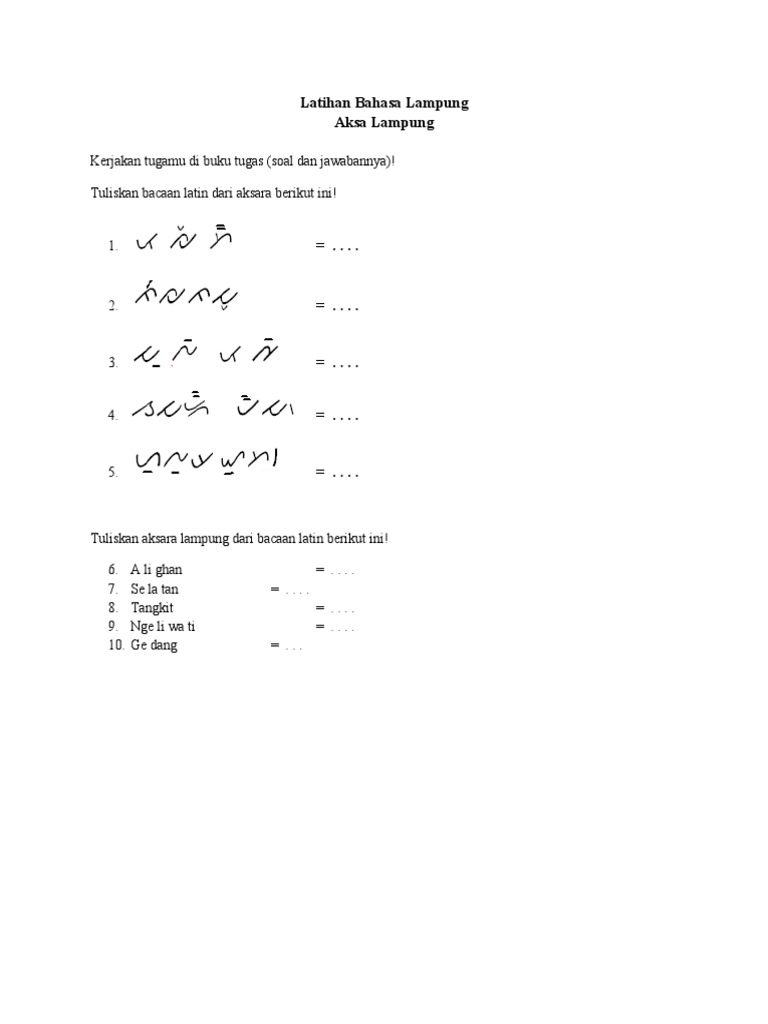 Latihan Aksara Lampung untuk SD | PDF