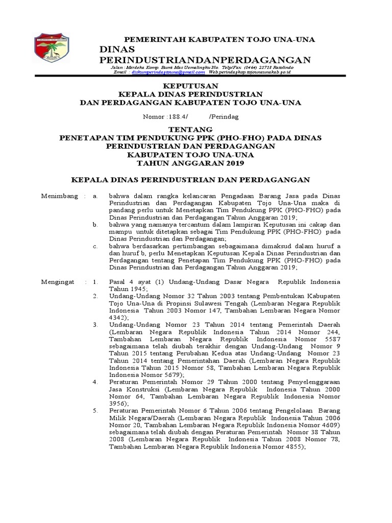 08 SK Tim Pendukung PPK (Pho-Fho) 2019 | PDF