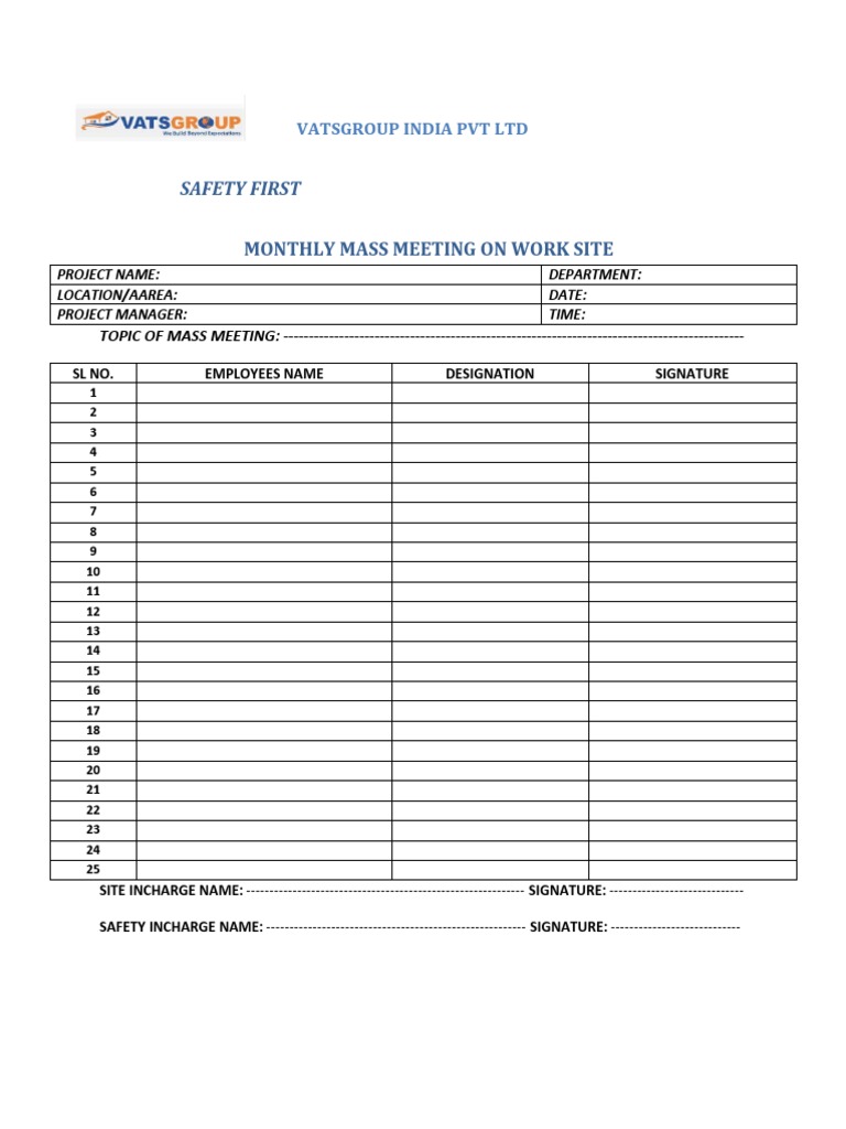 Safety Protocols and Procedures Discussed at Monthly Mass Meeting for ...