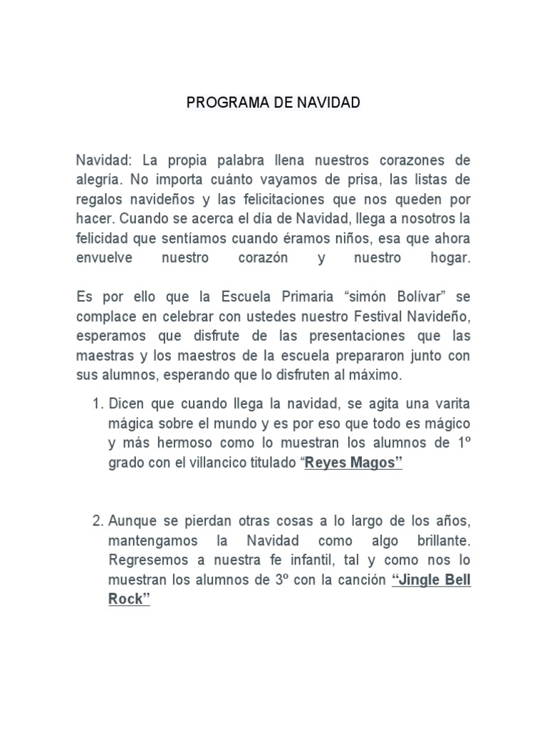 Programa de Navidad | PDF | Navidad | Felicidad