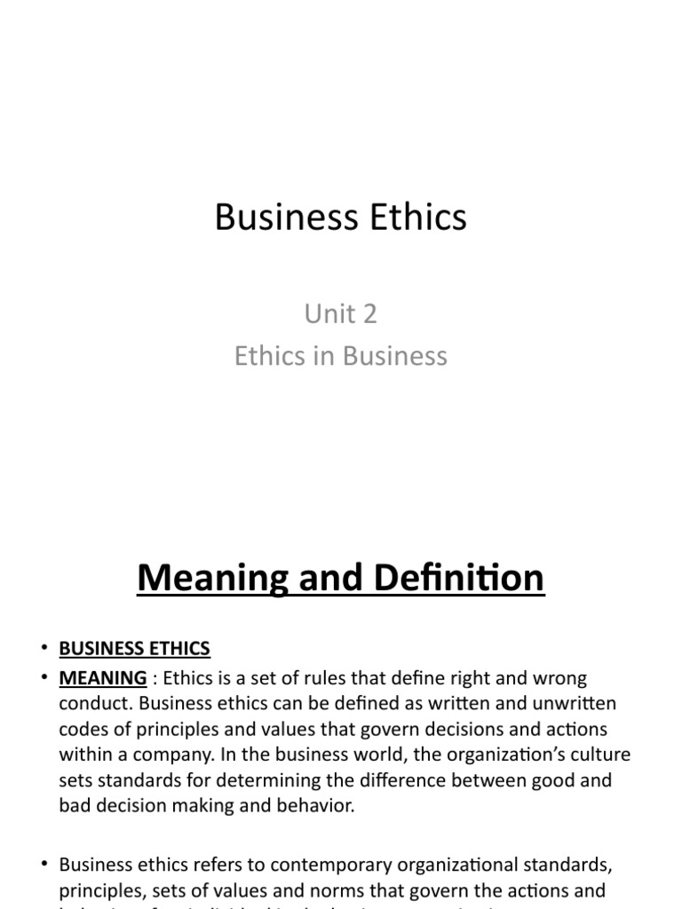 Business Ethics Unit 2 | PDF | Business Ethics | Corporate Social Responsibility