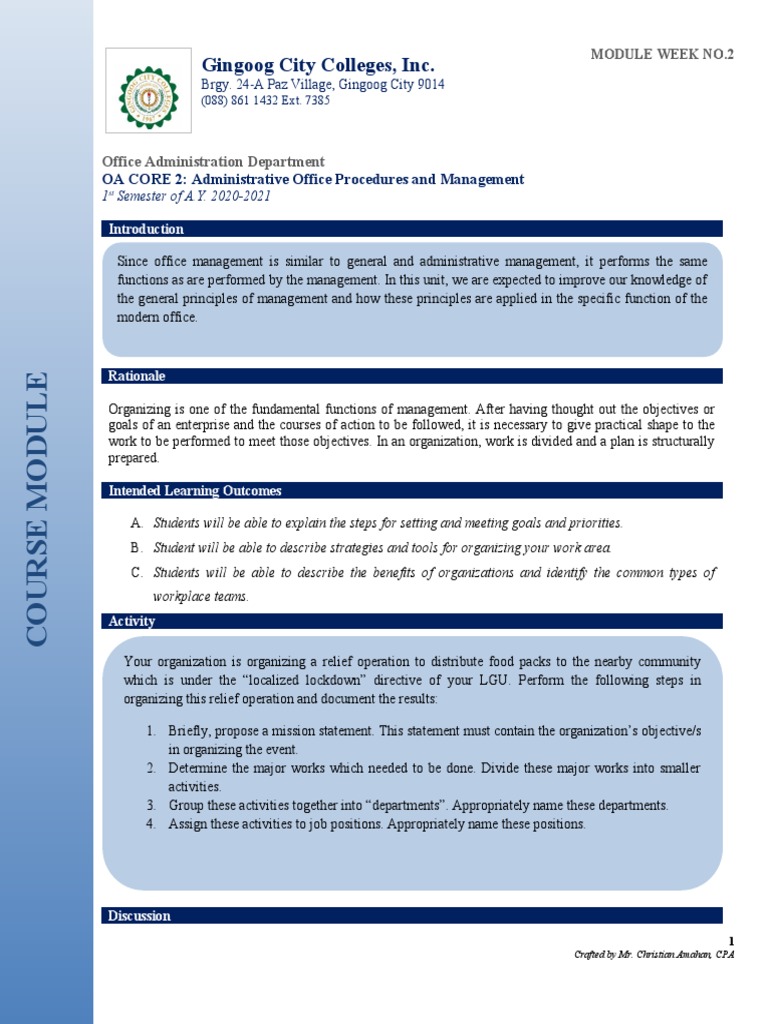 Course Module 2 Oa Core 2 Pdf Business Business Economics