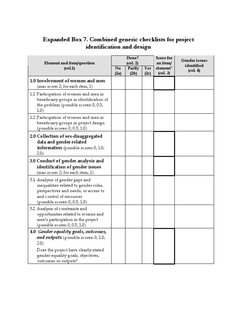 HGDG Generic Checklist | PDF | Gender | Gender Studies