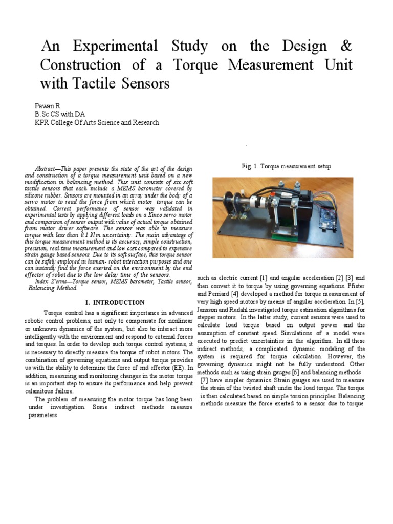 Torque Measurement Unit with Tactile Sensors | PDF | Electric Motor | Force