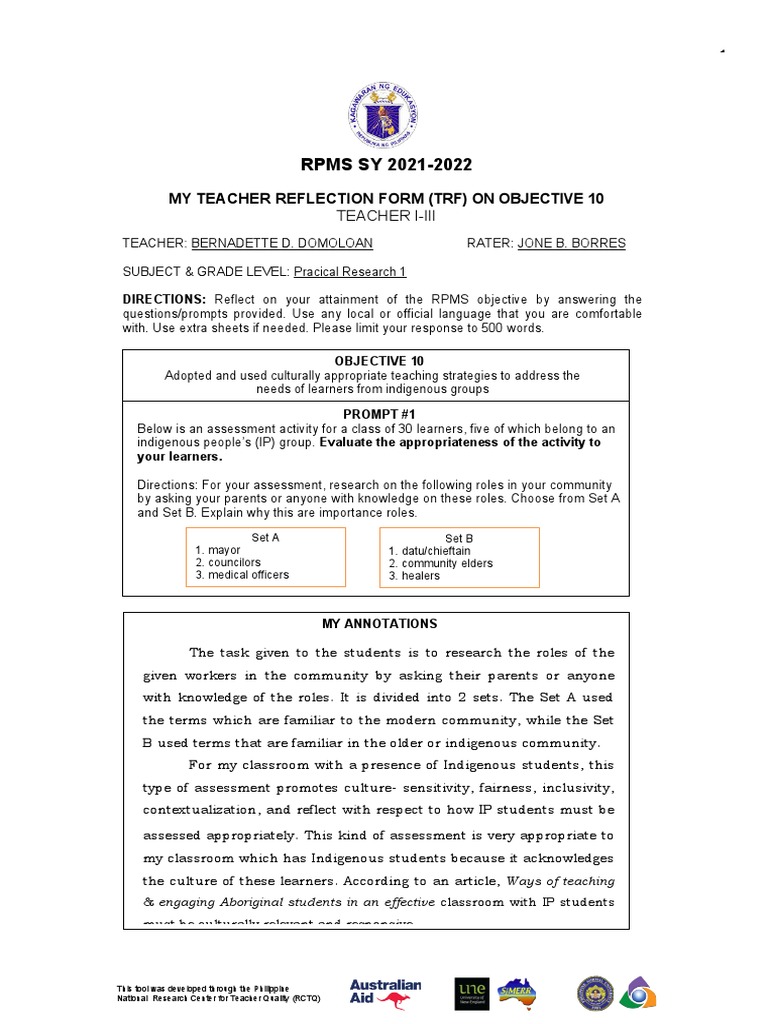 Objective 10 P1 | PDF | Educational Assessment | Teachers